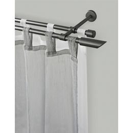 Gardinenstange Garesa, L:410cm &Oslash;:16mm, grau, Holzwerkstoff, Metall, Wohnzimmer, Gardinenstangen, "ZYLI", Vorhanggarnitur, verl&auml;ngerbar, Knopf