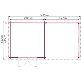 Gartenhaus Konifera, beige, Holzwerkstoff, Gartenh&auml;user, "Acrux aus skandinavischem Fichtenholz, Wandst&auml;rke 28 mm", mit seitlichem Anbau, inklusive