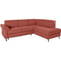 Sit & More Ecksofa SIT & MORE, B:245cm H:84cm T:194cm, orange, Wohnzimmer, Sofas, "Arngast L-Form", inklusive Kopfteilverstellung und Federkern