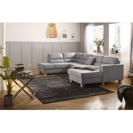Wohnlandschaft Home Affaire, B:313cm H:85cm, silber, Sofas, "Navan, komfortabel mit viel Platz, U-Form", wahlweise mit Bettfunktion und Kopfstütze