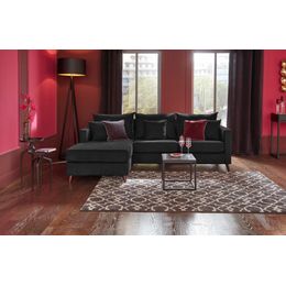 Ecksofa Home Affaire, B:234cm H:90cm T:160cm, schwarz, Samtvelours 100% Polyester;Luxus-Microfaser ALTARA NUBUCK (100% Polyester), Wohnzimmer, Sofas,