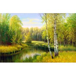 papermoon Fototapete "River in Autumn Day", B/L: 5m x 2,8m, Bahnen: 10 Stk., bunt, Tapeten