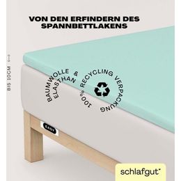 Spannbettlaken Schlafgut, blau, Jersey, Obermaterial: 95% Baumwolle, 5% Elasthan, Bettlaken, "EASY Jersey Elasthan Topper", MADE IN GREEN by OEKO-TEX