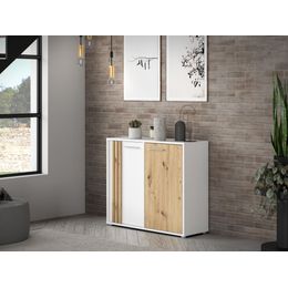 Kommode FORTE, B:95,8cm H:82,3cm T:34,4cm, wei&szlig;, Spanplatte, Schlafzimmer, Sideboards, "Cardigan", Kommode, 2 farbig, Stauraum, Einlegeb&ouml;den, Soft