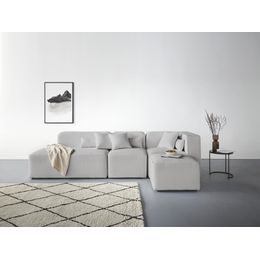 Ecksofa Home Affaire, B:303cm H:76,5cm T:93cm, grau, 93% Polyester, 6% Acryl, 1% Baumwolle, Wohnzimmer, Sofas, "Sundstrup L-Form", Modulserie,