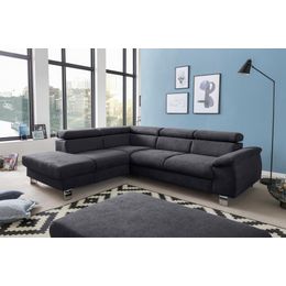 Ecksofa COTTA, B:249cm H:72cm T:100cm, grau, Microfaser PRIMABELLE (100% Polyester);Kunstleder SOFTLUX;Feinstruktur (100% Polyester);Kunstleder