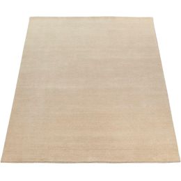 Wollteppich Paco Home, B:160cm H:14mm L:230cm, beige, Wolle, Wohnzimmer, Teppiche, "Atlas 100", Gabbeh, Kurzflor, handgewebt, reine Wolle, Uni Farben
