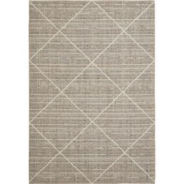 Teppich LUXOR living, B:120cm H:7mm L:170cm, grau, Obermaterial: 60% Baumwolle, 30% Polyester, 10% Viskose, Wohnzimmer, Teppiche, "Crosby", Rauten