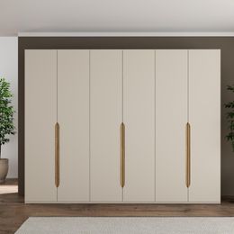 Drehtürenschrank FORTE, B:266,1cm H:210,5cm T:54,2cm, beige, FSC-zertifizierter Holzwerkstoff, Schränke, Höhe 2,10 mtr., stehende Montage, Grifflos