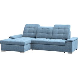 Ecksofa WERK2, B:264cm H:105cm T:170cm, blau, 95% Polyester, 5% Nylon, Wohnzimmer, Sofas, "Carmen, mit Bettfunktion & Bettkasten, optional