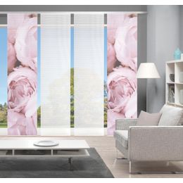 Schiebegardine Vision S, B:60cm H:260cm, rosa, Polyester, Wohnzimmer, Gardinen, "ROSANA 4er SET", Bambus-Optik, Digital bedruckt
