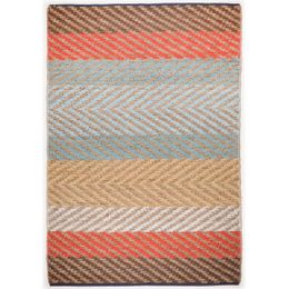 Teppich Tom Tailor HOME, B:140cm H:7mm L:200cm, bunt, Baumwolle, Jute, Wohnzimmer, Teppiche, "Pastel Stripe", Flachgewebe, handgewebt, Material: 60%