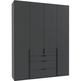 Dreht&uuml;renschrank wimex, B:180cm H:236cm T:58cm, schwarz, Holzwerkstoff, Schr&auml;nke, "Mugano", wahlweise mit oder ohne Spiegel, mit Schubladen
