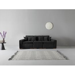 3-Sitzer Home Affaire, B:310cm H:86cm T:100cm, grau, 100% Polyester, Sofas, "Skara", Lounge-Sofa mit Federkernpolsterung, in vielen Bezugsvarianten