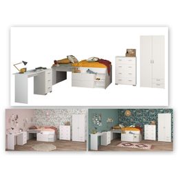 Jugendzimmer-Set Parisot, grau, Schlafzimmerm&ouml;bel-Sets, "Parisot, Milky 11", viel Stauraum, komplettes Zimmer, f&uuml;r Jungen und M&auml;dchen