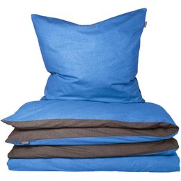 Wendebettw&auml;sche Schiesser, blau, Renforc&eacute;, Obermaterial: 100% Baumwolle, Bettw&auml;sche, "Doubleface aus weicher Baumwolle mit edlem Melangeeffekt", ab