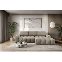 Ecksofa OTTO HOME, B:270cm H:84cm T:166,5cm, beige, 100% Polyester, Wohnzimmer, Sofas, "AZITA klein optionale Schlafsofa mit Bettkasten, B/T/H: