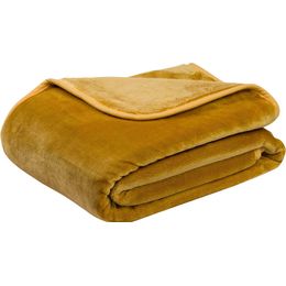 Gözze Wohndecke GÖZZE, B:220cm L:240cm, gelb, Polyester, Wohndecken, "Premium Cashmere Feeling", mit premium Cashmere Feeling, Kuscheldecke