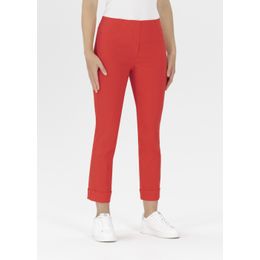 Stehmann Damen Stretch-Hose, rot, Gr. 40, unifarben, Web, Obermaterial: 72% Viskose, 25% Polyamid, 3% Elasthan, Hosen, mit aufschlag am Saum