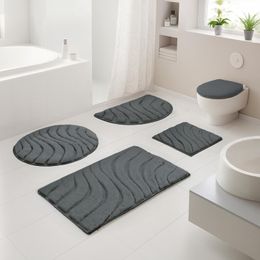 Badematte OTTO HOME, H:20mm, grau, Polyester, Badematten, "Levii, Badvorleger, Badezimmer Teppich, sehr weich", Hoch-Tief-Effekt, weiche Haptik, Made