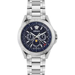 Versace Kinder Multifunktionsuhr "V-GALAXY MOONPHASE", silber, Armbanduhren, Quarzuhr,Armbanduhr,Herrenuhr,Swiss Made,Edelstahlarmband,Mondphase