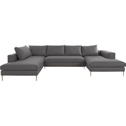Wohnlandschaft OTTO products, B:351cm H:83cm T:210cm, grau, Struktur fein: aus recycleten PET-Flaschen (100% PES), Sofas, "Finnja, viel Platz,