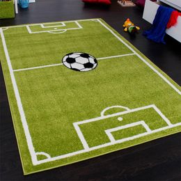 Kinderteppich Paco Home, B:240cm H:14mm L:320cm, grün, Kunstfaser, Teppiche, "ECE Fussball 953", Kurzflor, Spiel-Teppich, Motiv Fußballfeld,