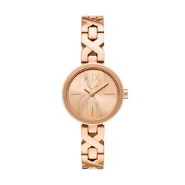 Armani Exchange Damen Quarzuhr, gold, Armbanduhren, Armbanduhr, Damenuhr, Edelstahlarmband, analog