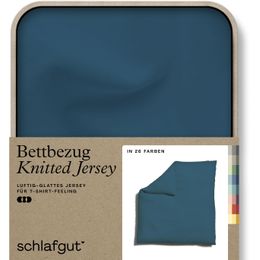 Bettbezug Schlafgut, B:200cm L:200cm, blau, Jersey, Obermaterial: 95% Baumwolle, 5% Elasthan, Bettbez&uuml;ge, "Knitted Jersey uni, aus Bio-Baumwolle mit