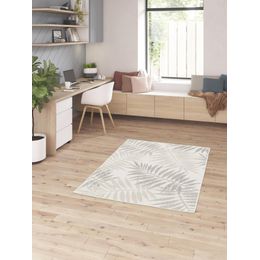 Teppich, B:200cm H:4mm L:290cm, grau, PRIMAFLOR-IDEEN IN TEXTIL, Polyester, Wohnzimmer, Teppiche, "Outdoorteppich RENEW - Leaves", Flachgewebe,