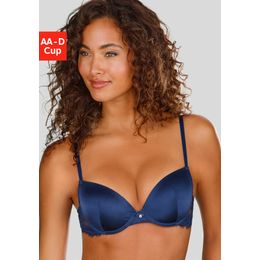 Lascana Damen Push-up-BH "Alana", Gr. 90, blau, Spitze, Obermaterial: 41% Seide, 33% Polyester, 20% Polyamid, 6% Elasthan, BHs, mit hohem