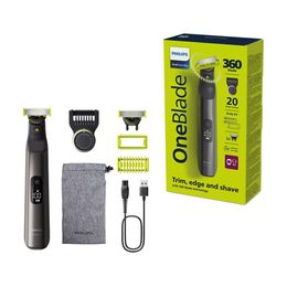 Philips Elektrorasierer "OneBlade Pro 360 Face & Body QP6552/30", schwarz, B:12cm H:21,5cm T:6cm, Elektrorasierer, 360 Grad Klinge, 20