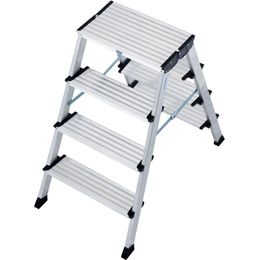 Krause Klapptritt "Treppo", B/H/L: 53cm x 25cm x 97cm, grau, Leitern, Aluminium, 2x4 Stufen, Arbeitsh&ouml;he ca. 285 cm