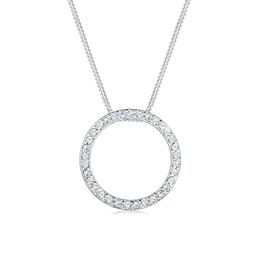 Elli Damen Collierkettchen "Kreis 925 Silber^, mit Kristallen von Swarovski", 45,mit Steinen, Silber 925 (Sterlingsilber), L: 45, silber, Silber 925