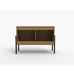 Lowboard Andas, B:76cm H:52,5cm T:32cm, beige, FSC-zertifiziertes Massivholz, Wohnzimmer, Sideboards, "Finton", Kommode mit 2 T&uuml;ren, Korpuss aus