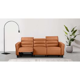 3-Sitzer Home Affaire, B:224cm H:97cm T:100cm, braun, Sofas, "Carpari, 224cm, manuelle od. elektrische Relaxfunktion in 2 Sitzen", mit USB-A/C,