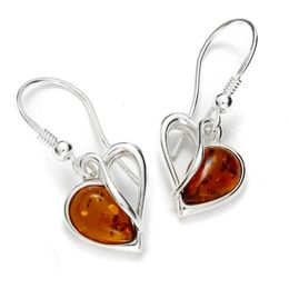 OSTSEE-SCHMUCK Damen Paar Ohrh&auml;nger "- Herz - Silber 925/000 - Bernstein", Silber 925 (Sterlingsilber), silber, Silber 925 (Sterlingsilber), Ohrringe