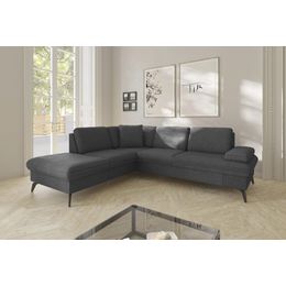 Sit & More Ecksofa SIT & MORE, B:238cm H:83cm T:202cm, grau, 100% Polyester, Wohnzimmer, Sofas, "Morris Jubi L-Form, B: 238 cm", mit Armteilfunktion & 1