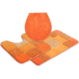 Badematte my home, H:20mm, orange, Polyester, Badematten, "Pia, Badvorleger, Badezimmer Teppich", Badteppich, karierte Badematten, rechteckig, rund &