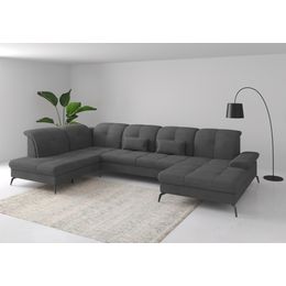 Sit & More Wohnlandschaft SIT & MORE, B:357cm H:90cm T:231cm, grau, 90% Polyester, 10% Polyamid, Sofas, "Amica, U-Form, inkl. Sitztiefenverstellung und