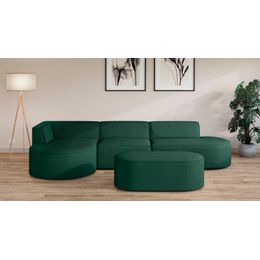 Ecksofa OTTO HOME, B:343cm H:72cm T:159cm, gr&uuml;n, 100% Polyester, Wohnzimmer, Sofas, "EIVIND Designer Sofa mit Ottomane rechts/links, B/T/H: