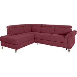 Sit & More Ecksofa SIT & MORE, B:245cm H:84cm T:194cm, lila, Wohnzimmer, Sofas, "Arngast L-Form", inklusive Kopfteilverstellung und Federkern