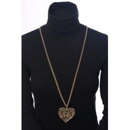 Damen Lange Kette "Luisella", gold, Basic, Collezione Alessandro, Metall, Halsketten, Filigraner Herzanh&auml;nger