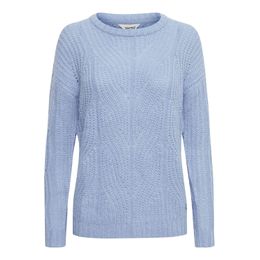 oxmo Damen Longpullover "Pullover OXChiara", blau, Gr. L, Obermaterial: 70% Polyester Pol. recyc.. 20% Polyamid PA. 10% Wolle WO., Pullover