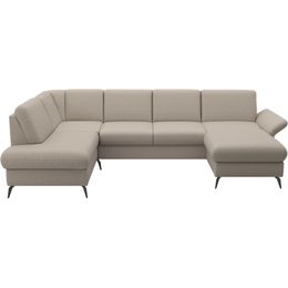 Wohnlandschaft Home Affaire, B:314cm H:93cm T:195cm, grau, 95% Polyester 5% Polyamid, Sofas, "Rochelle", wahlweise mit Bettfunktion, Bettkasten und