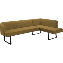 Eckbank, B:249cm H:83cm T:157cm, gelb, exxpo - SOFA FASHION, Esszimmer, Sitzb&auml;nke, "Americano", mit Keder und Metallf&uuml;&szlig;en, Bezug in verschiedenen