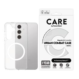 Handyhülle "Magnetic QI Compatible Urban Combat Case für Samsung Galaxy S25", B:11cm H:2,5cm T:20cm, weiß, CARE BY PANZERGLASS, Hüllen, Backcover,