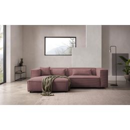 Ecksofa, B:267cm H:66cm T:167cm, beige, LeGer Home by Lena Gercke, 100% Polyester, Wohnzimmer, Sofas, "PIARA mit Kedernaht, Cord, Leinenoptik o.