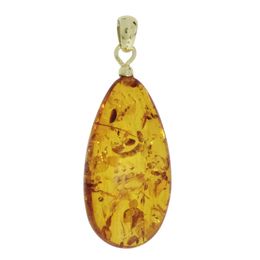 OSTSEE-SCHMUCK Damen Kettenanh&auml;nger "- Tropfen ca. 30 mm lang - Gold 333/000 - Bernstein -", Bernstein, gold, Bernstein, Schmuckanh&auml;nger