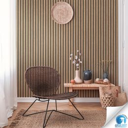 Livingwalls LIVING WALLS Vliestapete "DesignDrop vorgeleimte Tapete Holzpaneele Braun Beige Holzoptik", B/L: 0,53mm x 10,05mm, Rollen:, braun, Wohnzimmer,